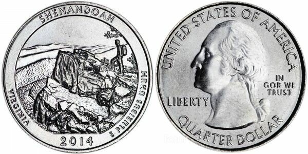 США 25 центов 2014 Квотеры Парки США 22 - Шенандоа