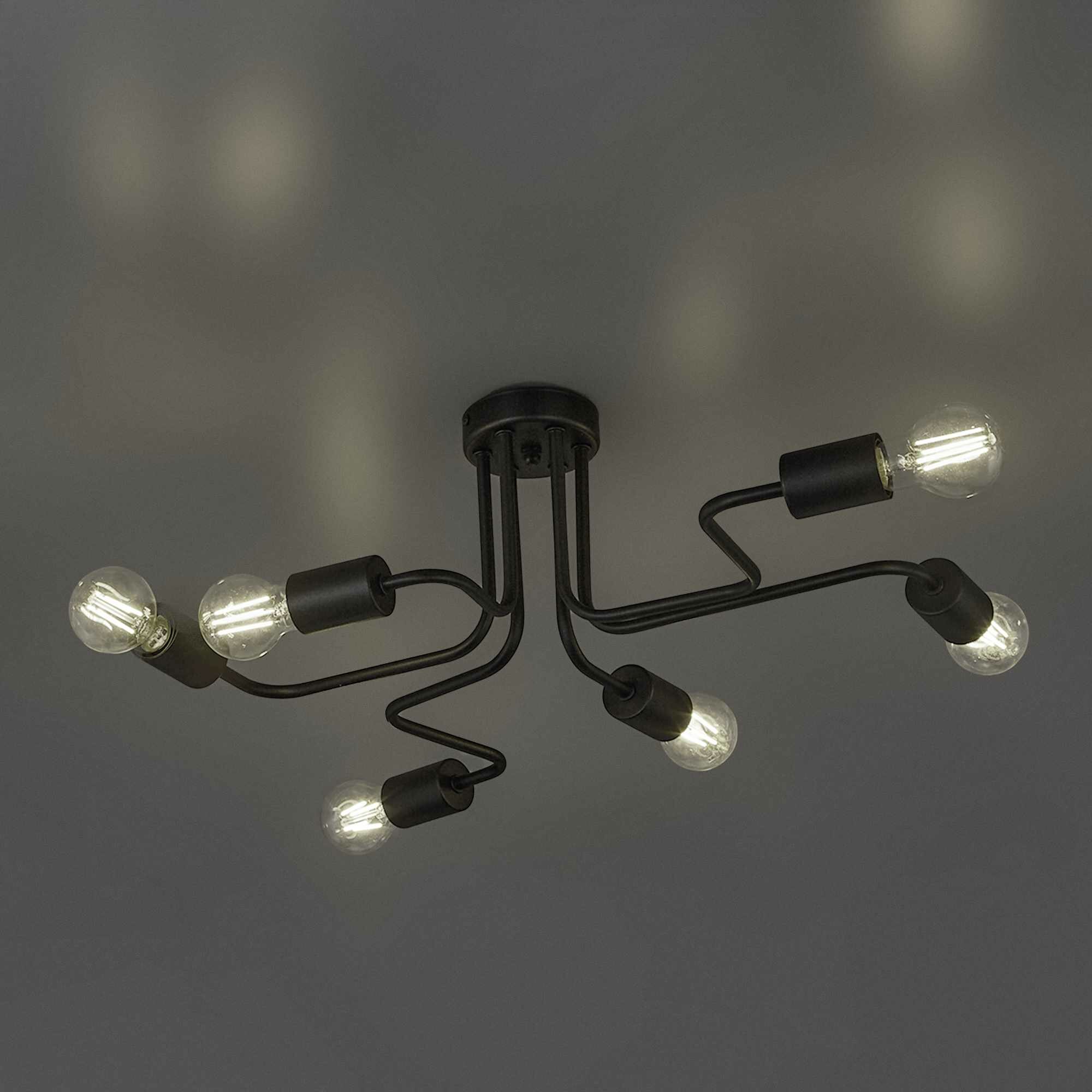 Люстра потолочная Vitaluce Лабиринт 6 ламп 18м? Е27 цвет черный матовый