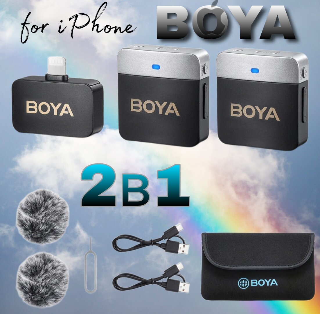 Микрофон петличный Boya комплект 2в1