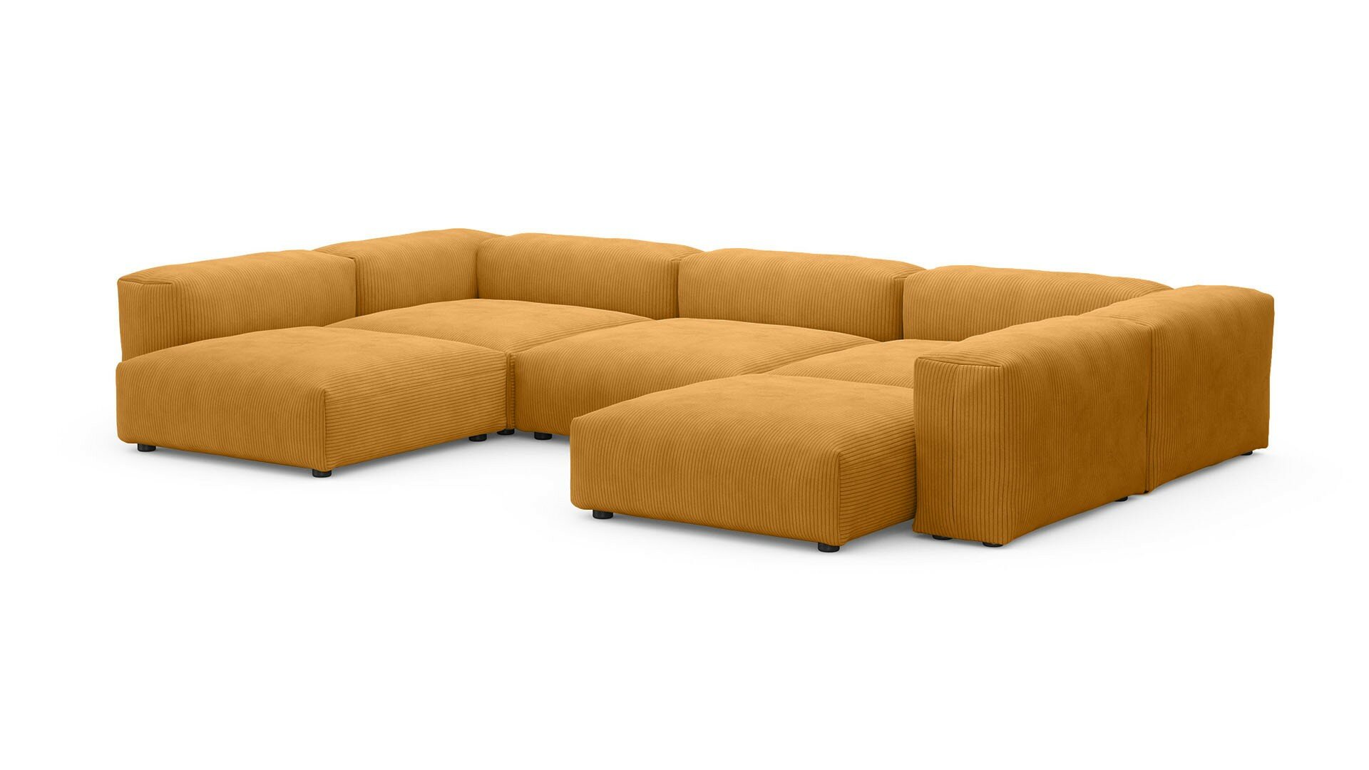 Диван Фиджи (П-образный) Cilium Umber NEW 378x242x62 см, желтый Вельвет, нераскладной Фиеста