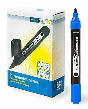 Маркер перманентный Office Point синий, 2 шт.