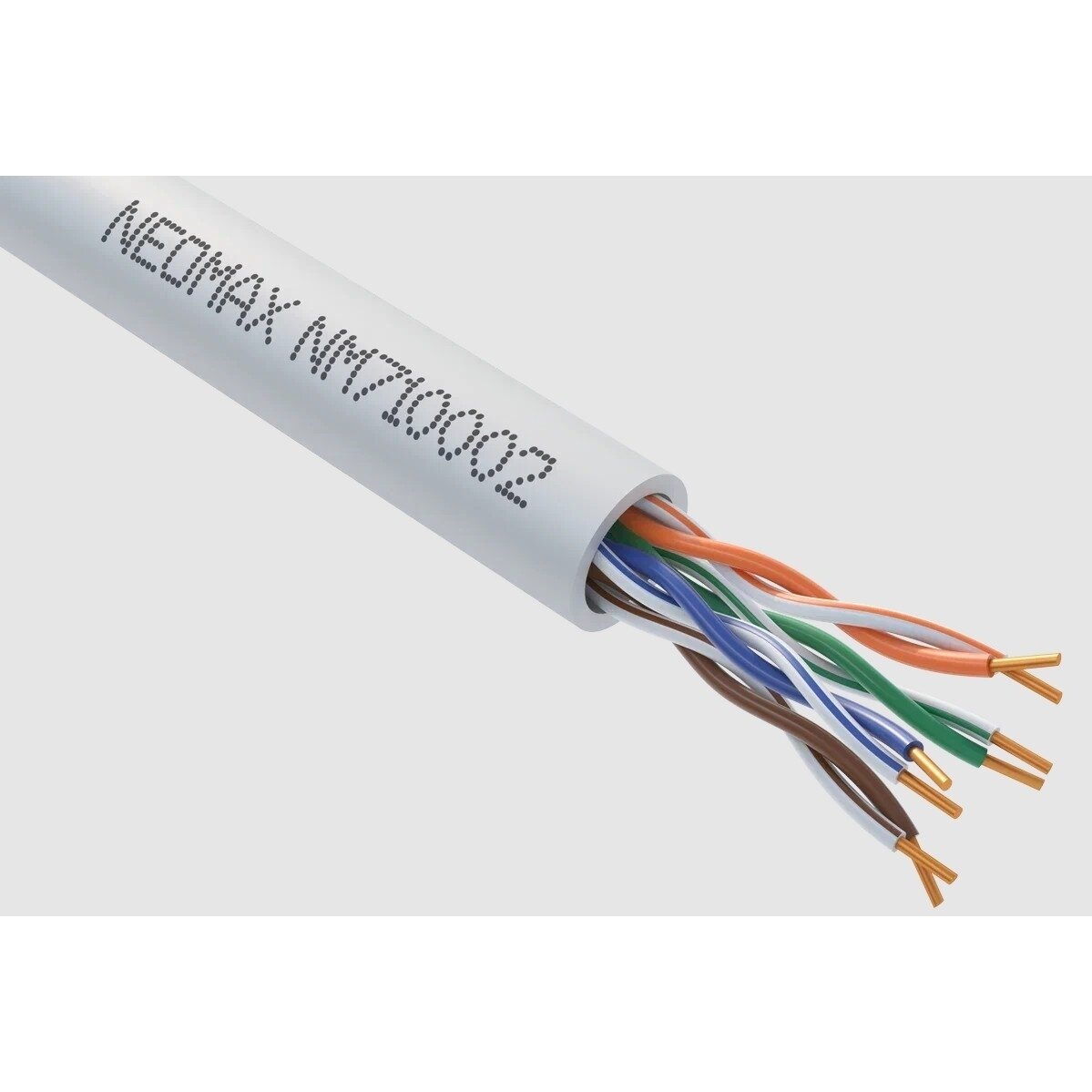 Кабель NEOMAX [NM710002] U/UTP cat.5e 4x2x0.515, 24 AWG, Медь, внутренний, PVC, 305м, серый