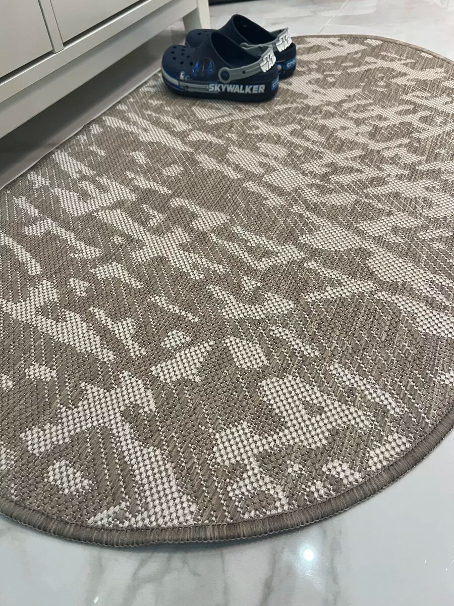 Коврик циновка Natali's Carpets, на латексной основе, антискользящий, 60x100см, овальный, бежевый