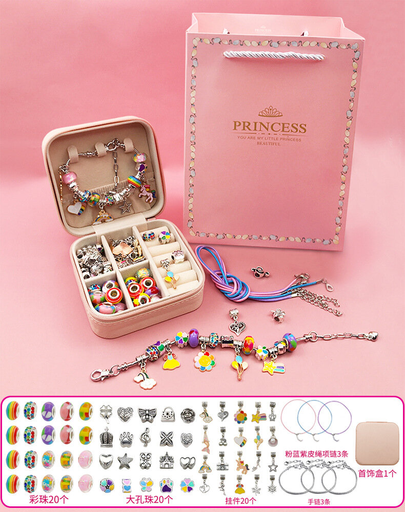 Оптовый набор 3 детских креативных браслетов в подарочной коробке HK693, браслеты для детей, творческие браслеты, подарок для женщин, украшения, подарочная коробка, набор цветной подарочной коробки
