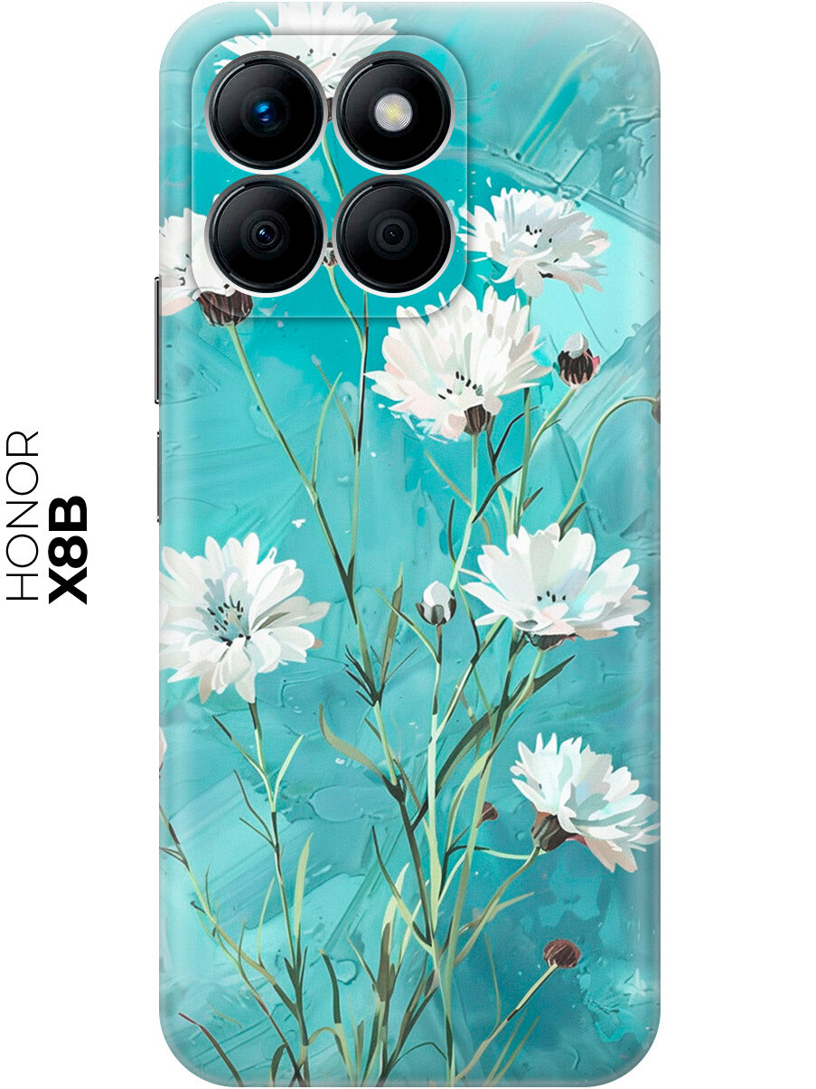 Силиконовый чехол на Honor X8b с принтом "Белые васильки"
