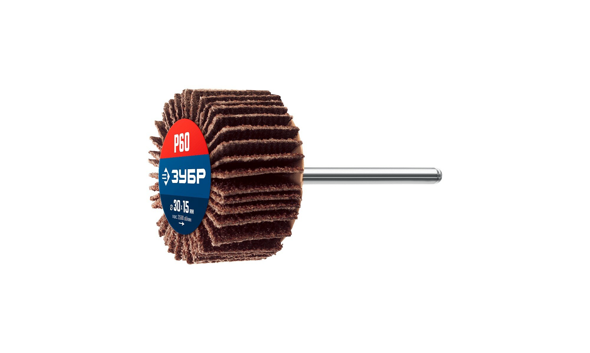 Круг шлифовальный лепестковый ЗУБР d 30x15 мм, P60, шпилька d 3.2 мм, профессиональный 36600-060_z01
