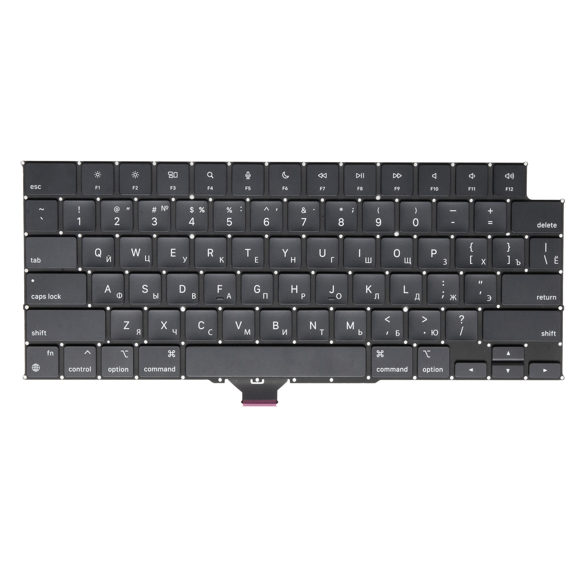 Клавиатура под подсветку для ноутбука Apple MacBook Pro "M1 Pro" 14" A2442 Late 2021 / MacBook Pro "M1 Max" 14" A2442 Late 2021 / MacBook Pro "M2 Pro" 14" A2779 Early 2023 / MacBook Pro "M2 Max" 14" A2779 Early 2023 - черная горизонтальный Enter