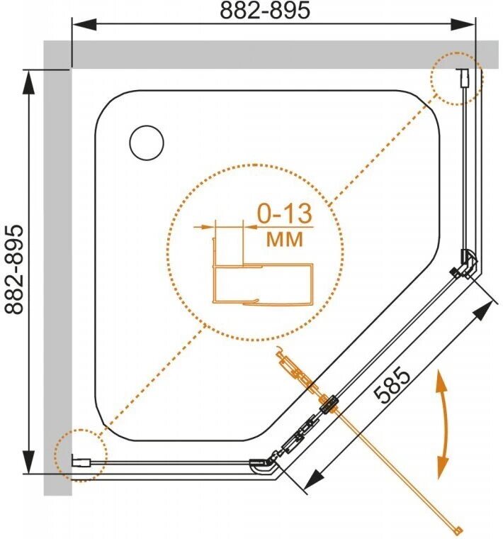 Eco-o-p-1-90-c-nero душевой уголок Cezares