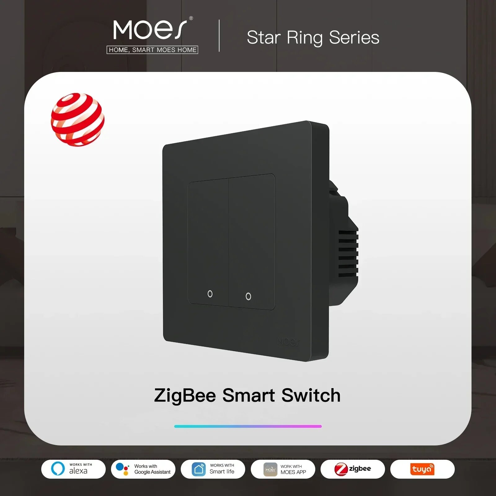 MOES Умный выключатель ZigBee 2 Gang Master Switch
