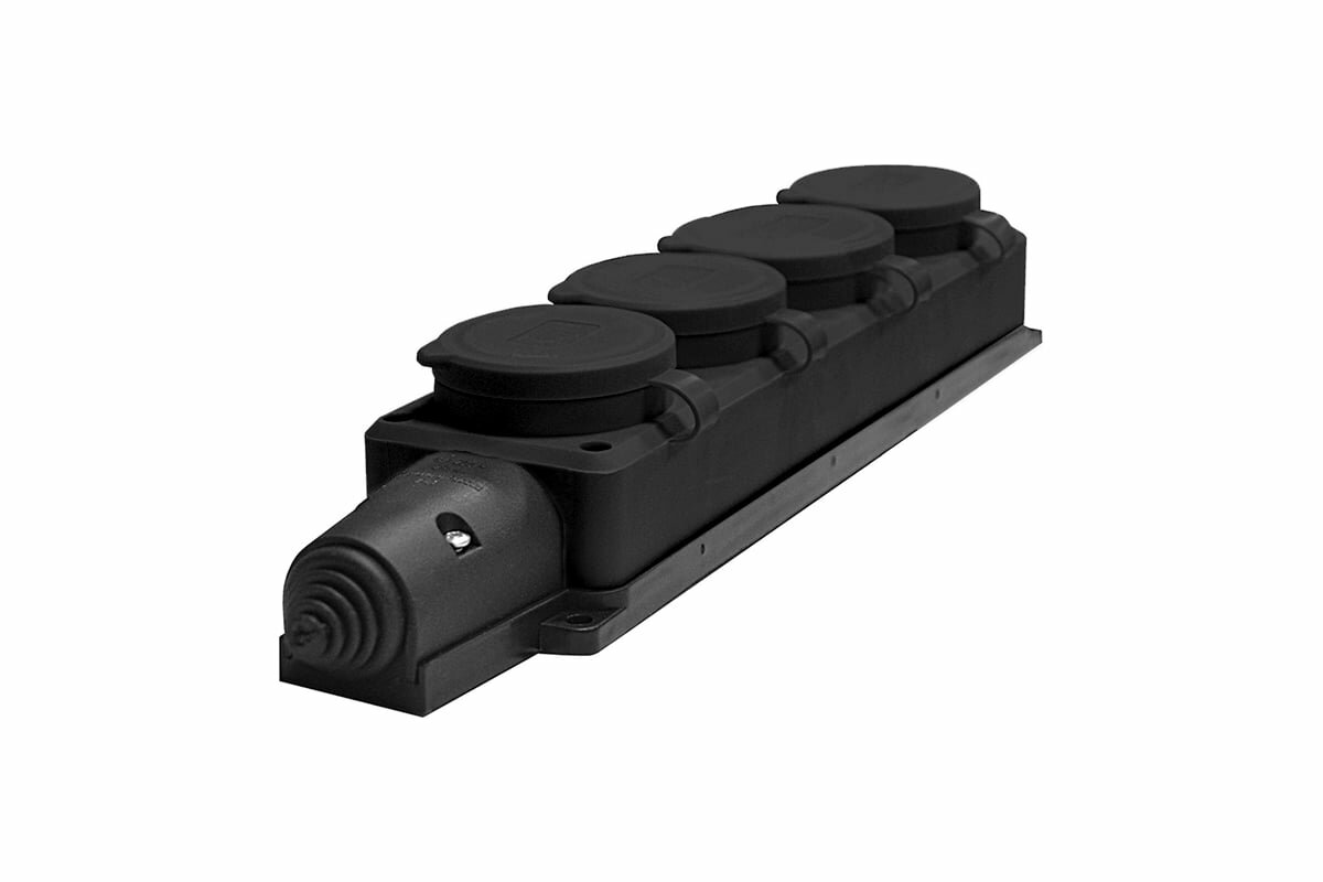 UNIVersal 4-х местная однофазная колодка IP44 черный еврослот 16а 250В 602231