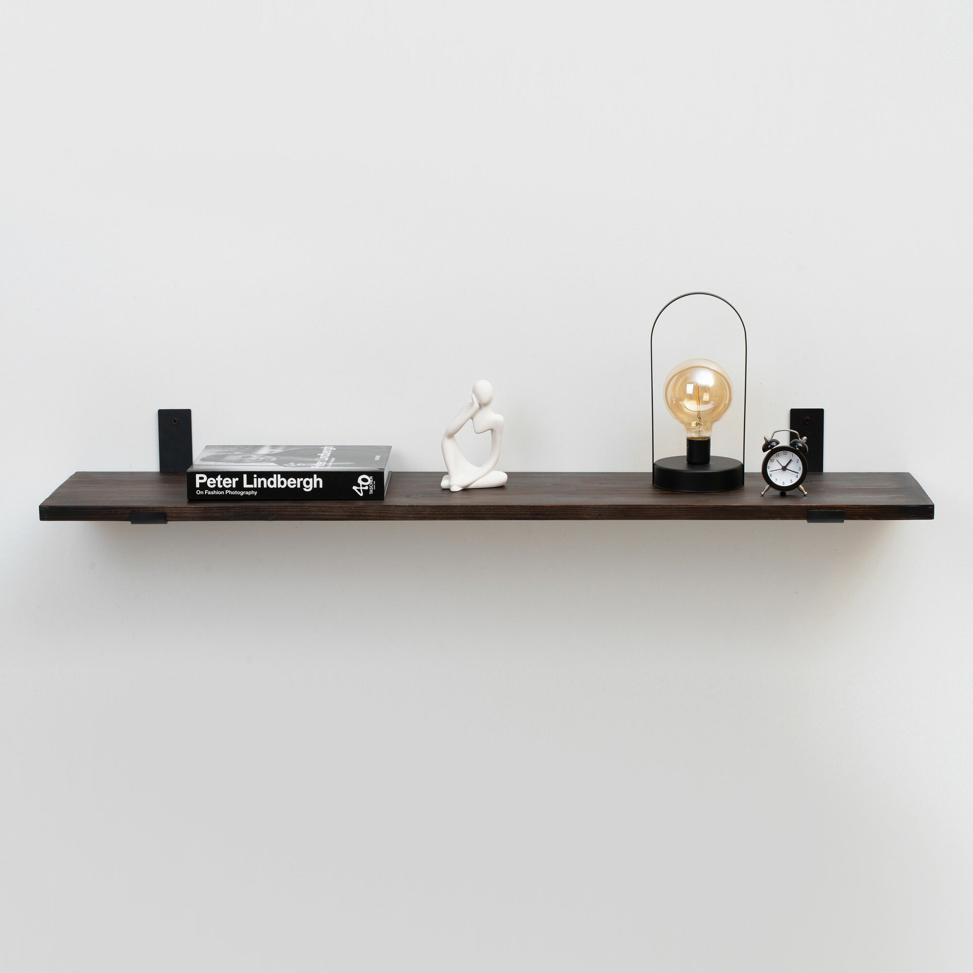 Полка с кронштейном лофт "Эбеновое дерево" с обжигом 90х20 см Настенная деревянная