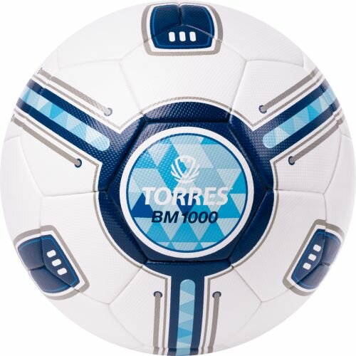 Мяч футбольный Torres BM 1000, F323624, р.4, 32 панели, мягкий ПУ, термосшивка, бело-сине-голубой