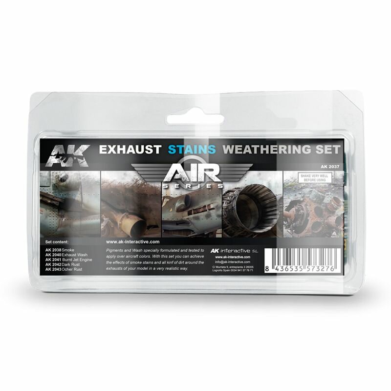 Набор красок AK Interactive Exhaust Stains Weathering Set (Air Series)