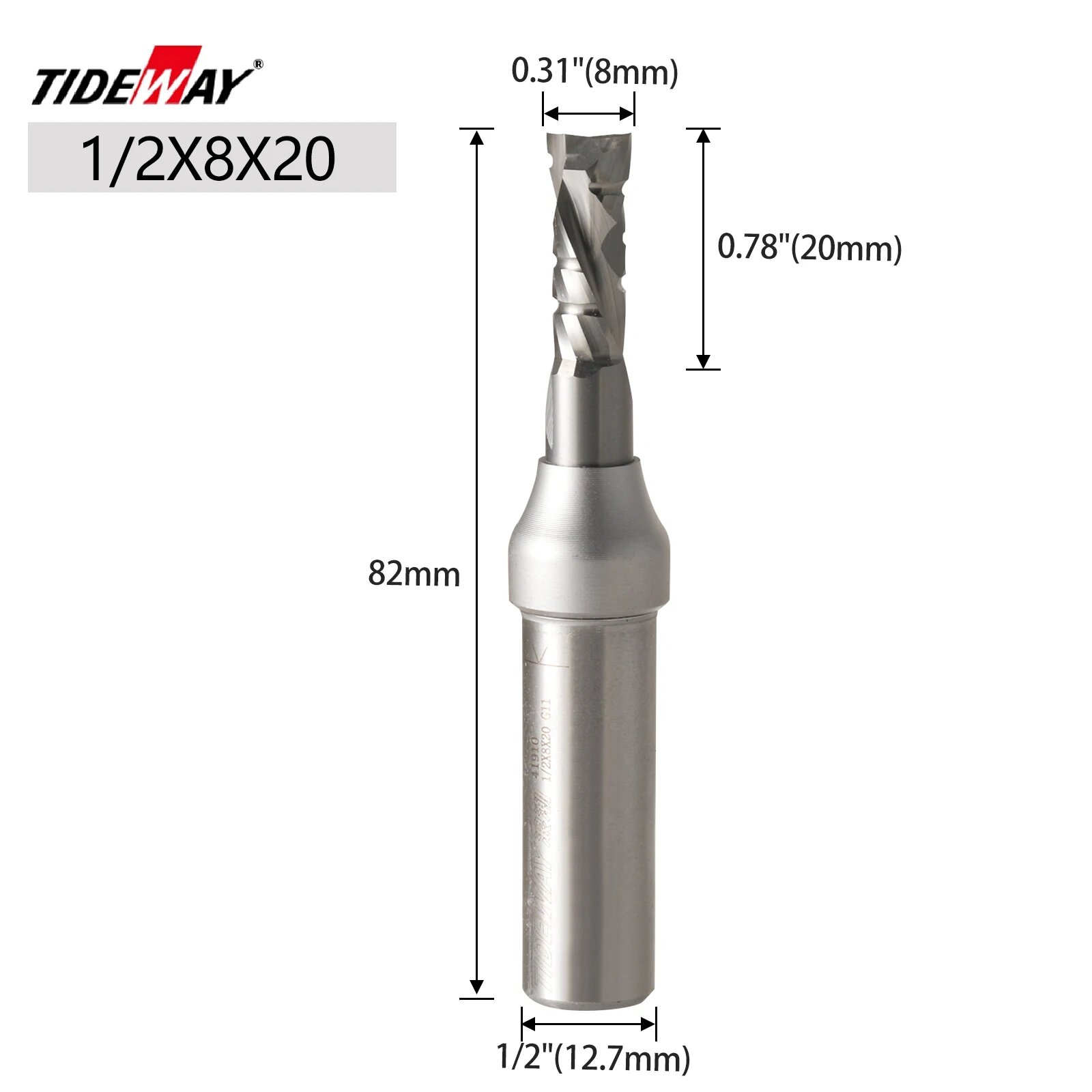 TIDEWAY A9 TCT 12,7 мм компрессионная фреза 12.7x8x20
