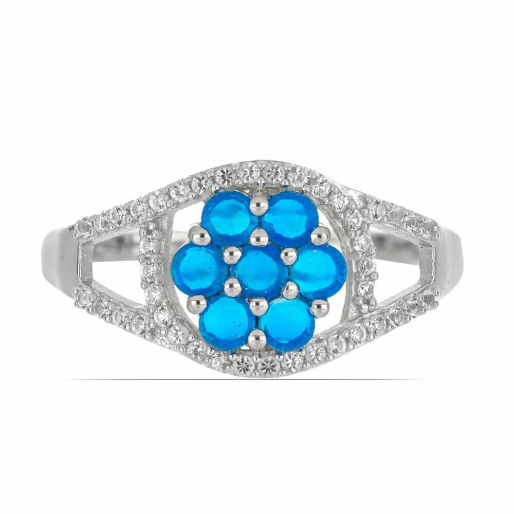 Кольцо, серебро, 925 проба, родирование, опал, топаз