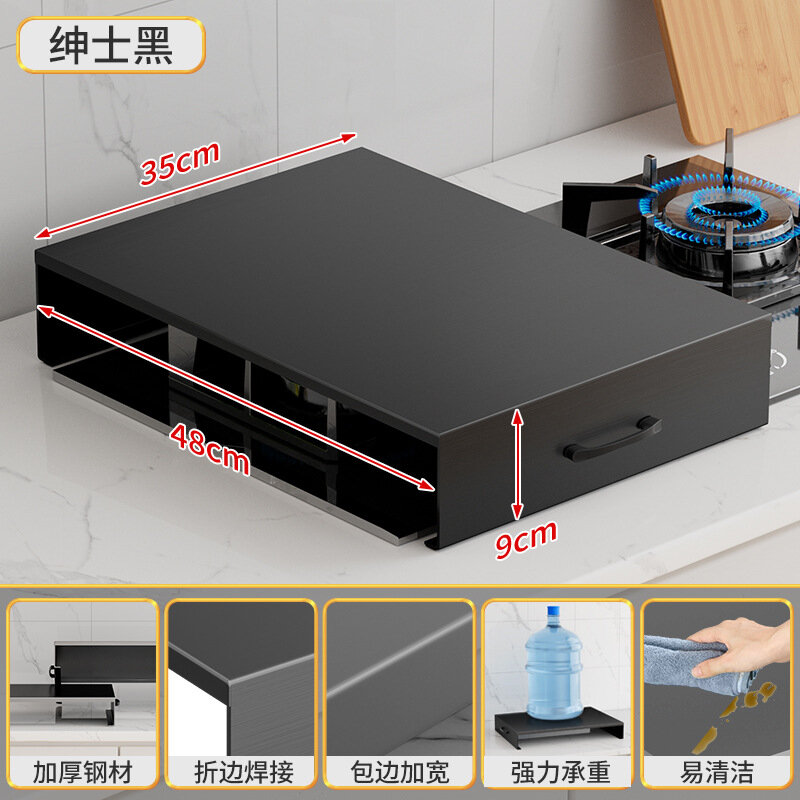 Крышка для газовой плиты Gentleman Black, одинарная, 35x48x9 см