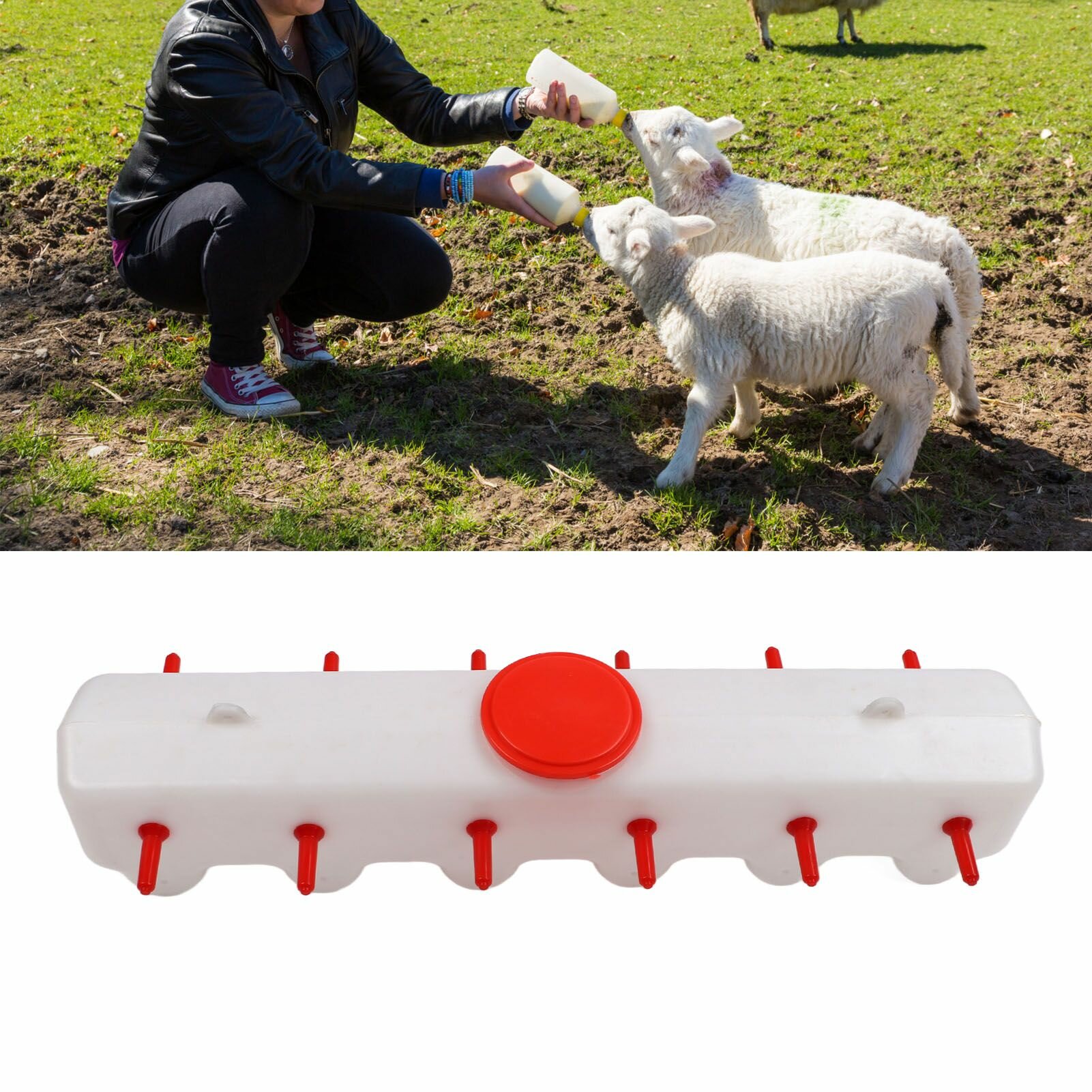 Ниппели для молока ягнят Ведро для скота с 2-мя бортами с 12 ниппелями 9-литровая кормушка для молока животных