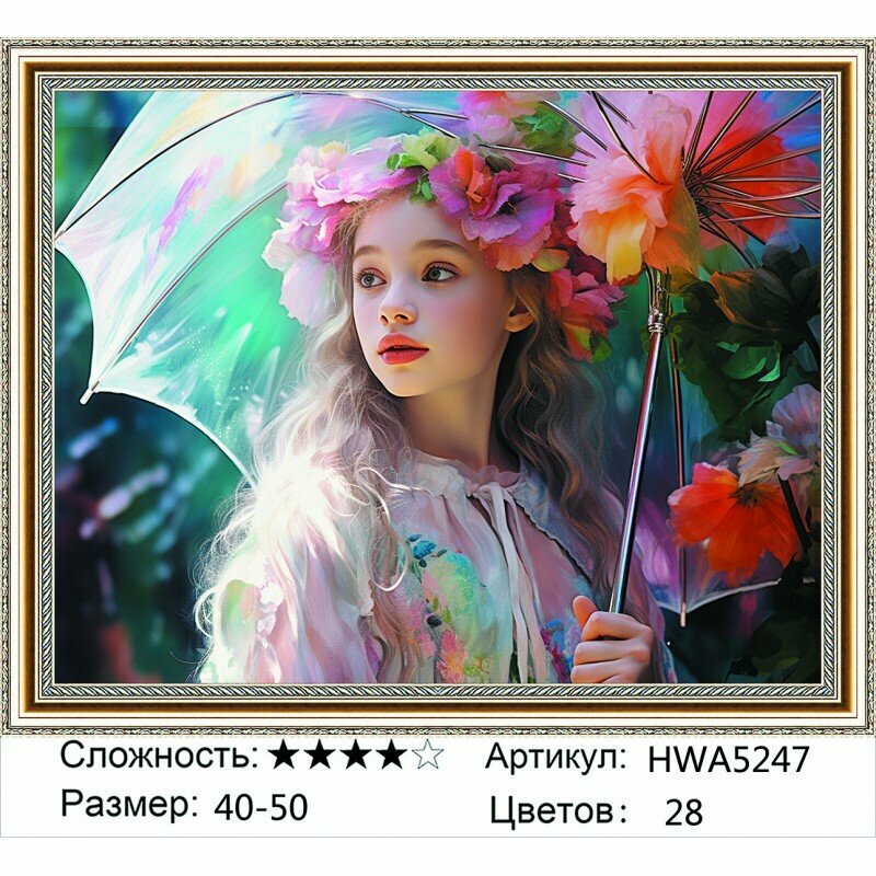 Алмазная мозаика Painting Diamond HWA5247, холст на подрамнике, круглые стразы, 40x50 см