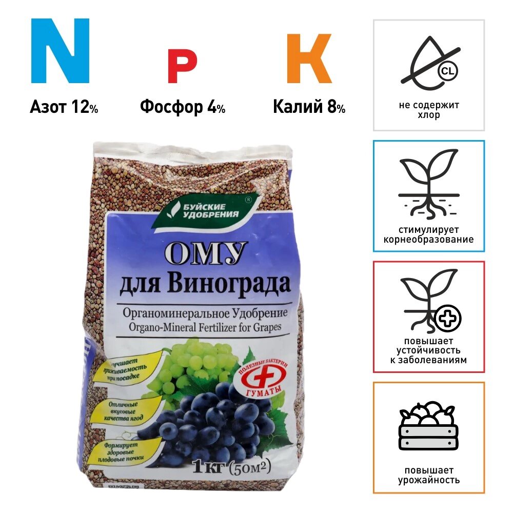 Удобрение органоминеральное для винограда Буйские удобрения 1 кг