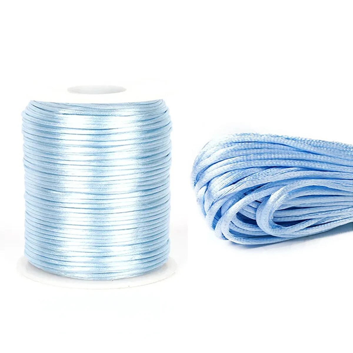 Нейлоновый атласный шнур 1,5 мм для рукоделия Голубой, 50M, Sky Blue