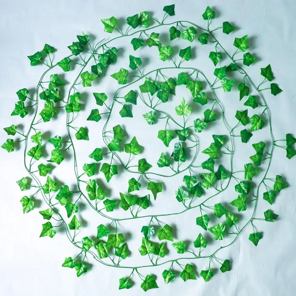 Искусственные зелёные листья плюща гирлянда 210 см 1 шт Зеленый, 1 PCS