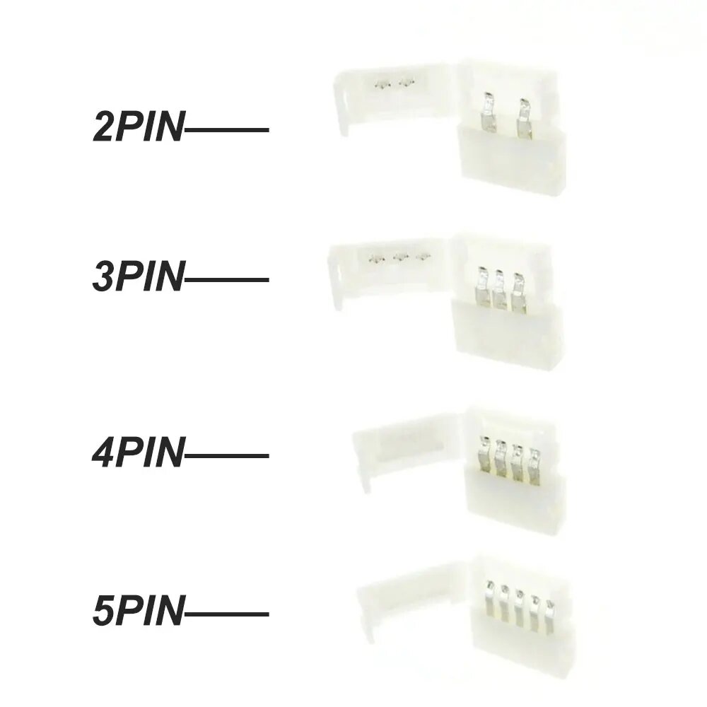 Разъем для светодиодной ленты, 2/3/4/5-контактный, 10 мм, X/T/L форма, без пайки 3PIN, 10PCS, Connector