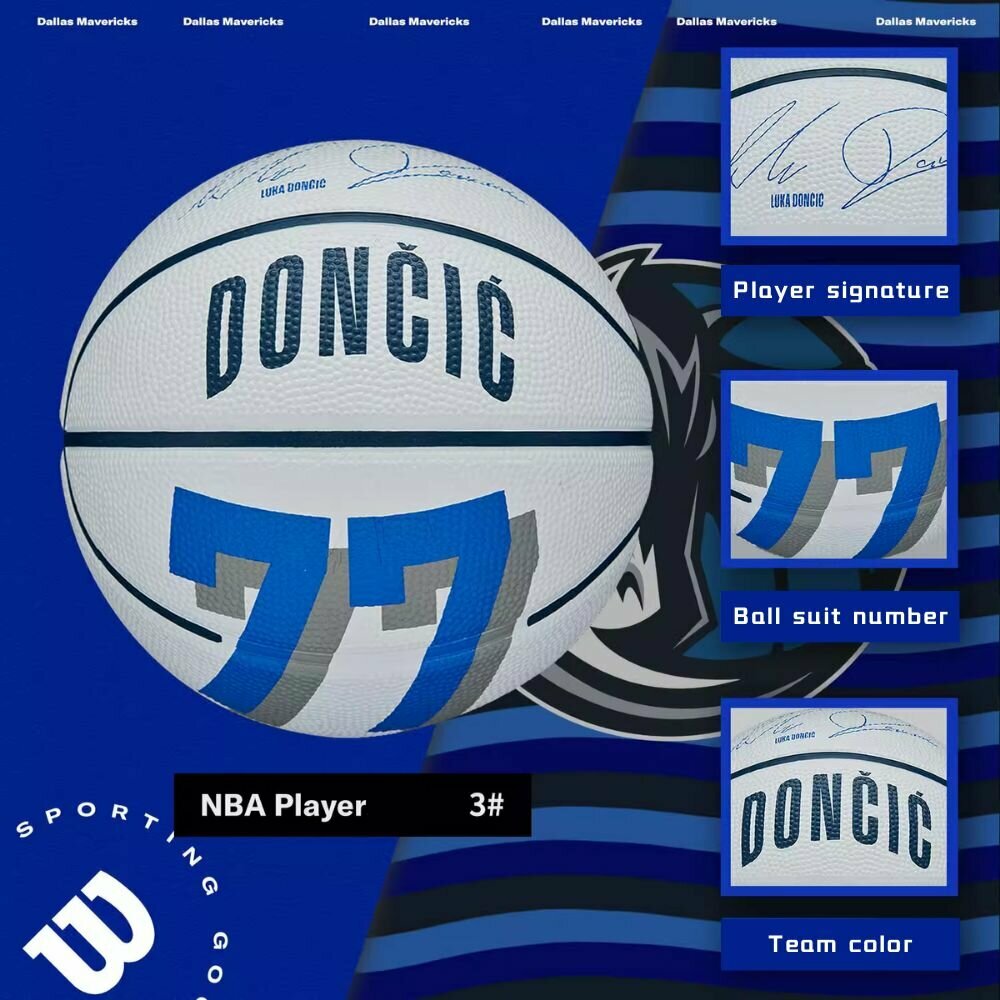 Мяч баскетбольный Wilson NBA PLAYER ICON MINI LUKA, WZ4007701CN3, размер 3