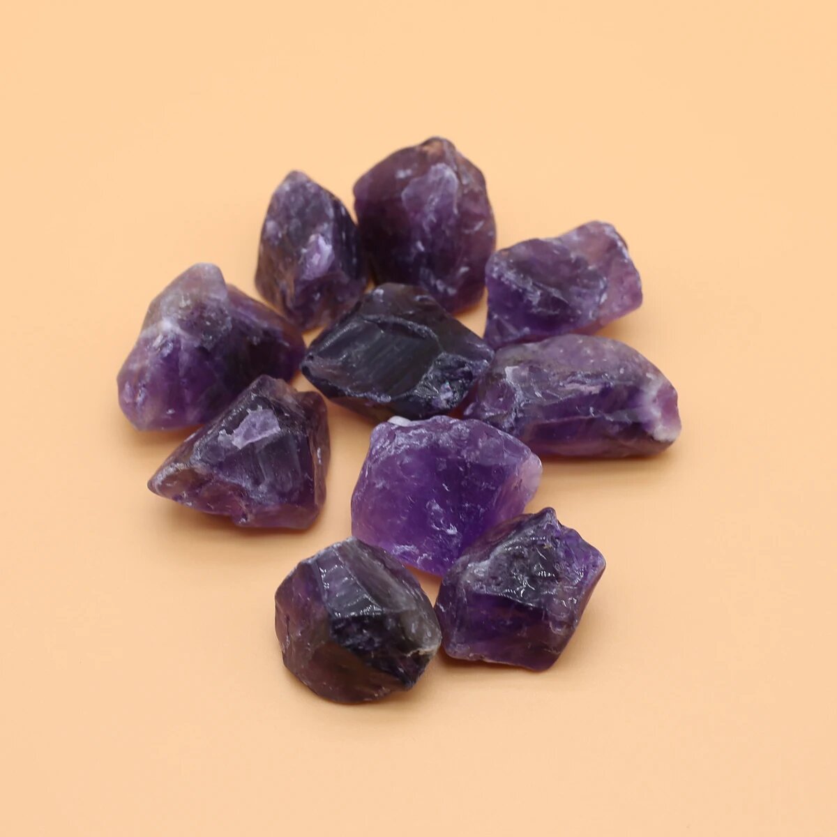 Набор из 10 камней аметист и розовый кварц Фиолетовый, Amethysts