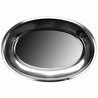 Блюдо сервировочное КНР из нержавеющей стали, "Овал гладкий" 54,5х37 см, h 3,5 см