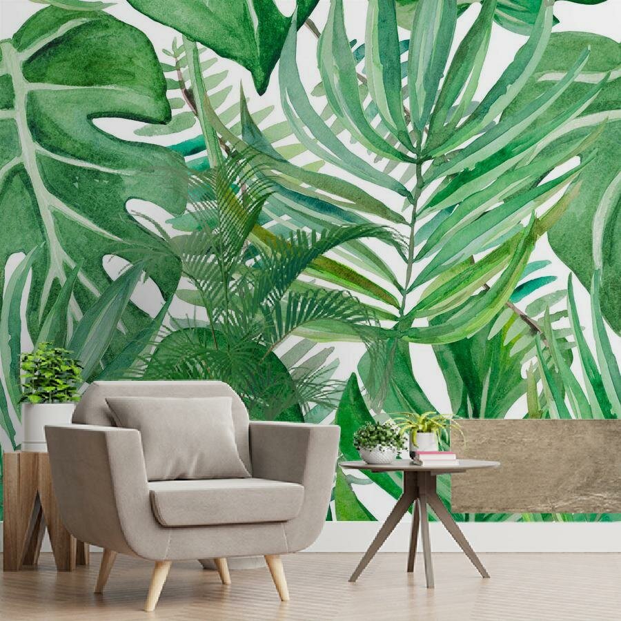 Фотообои Листья монстеры фон 9-1209-S 265 х 270 см (ВхШ) Бесшовные, флизелиновые, влагостойкие обои MasterFresok