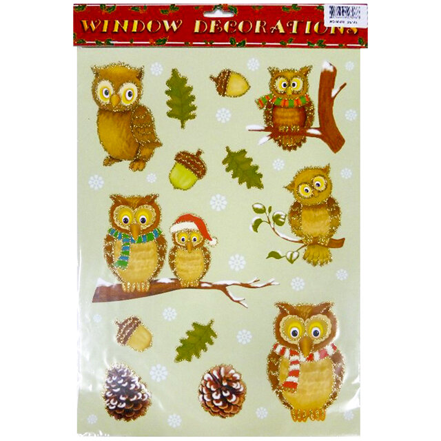 Новогодние наклейки Забавные Совята 40*30 см, Peha, RD-50470