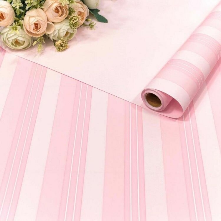 Пленка для цветов и подарков, рулон 0.58х10м. 60мкм. Матовая "Полосы"