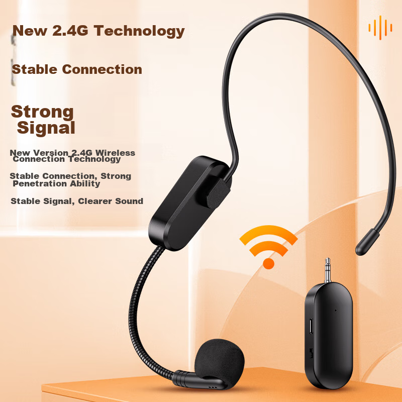 Soaiy Wireless Headset Microphone Amplifier, for Online Classes, Tour Guide, Live Streaming, Short Video Recording, Outdoor Performances, with Dual Microphones, MR13