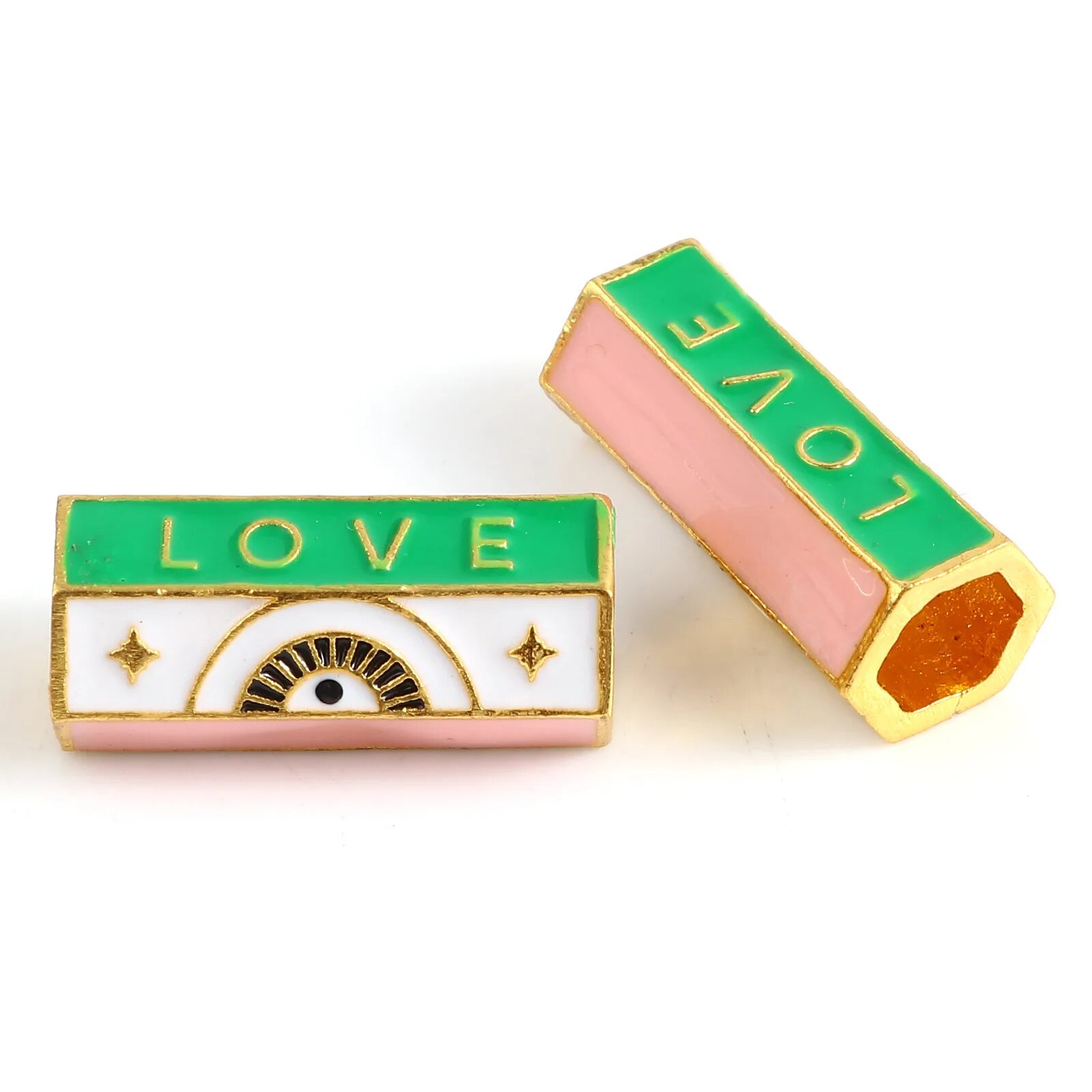 Бусины DoreenBeads LOVE с глазком, 10x20 мм, цвет 7