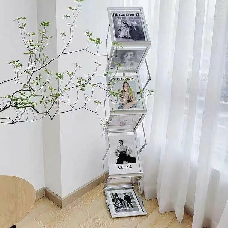 Алюминиевая стойка для документов, журналов и акриловая полка