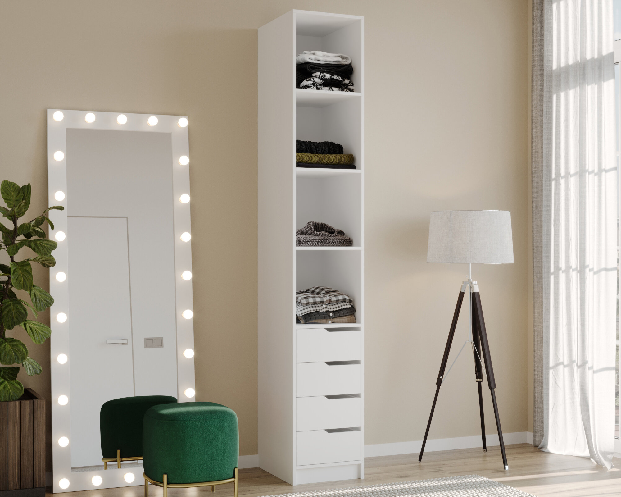 Гардеробная с ящиками Мебель на Руси "Британи 26" 400х2400х500, белый