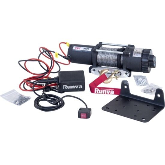 Лебёдка электрическая Runva 12V 4500 lbs 2041 кг, синтетический трос