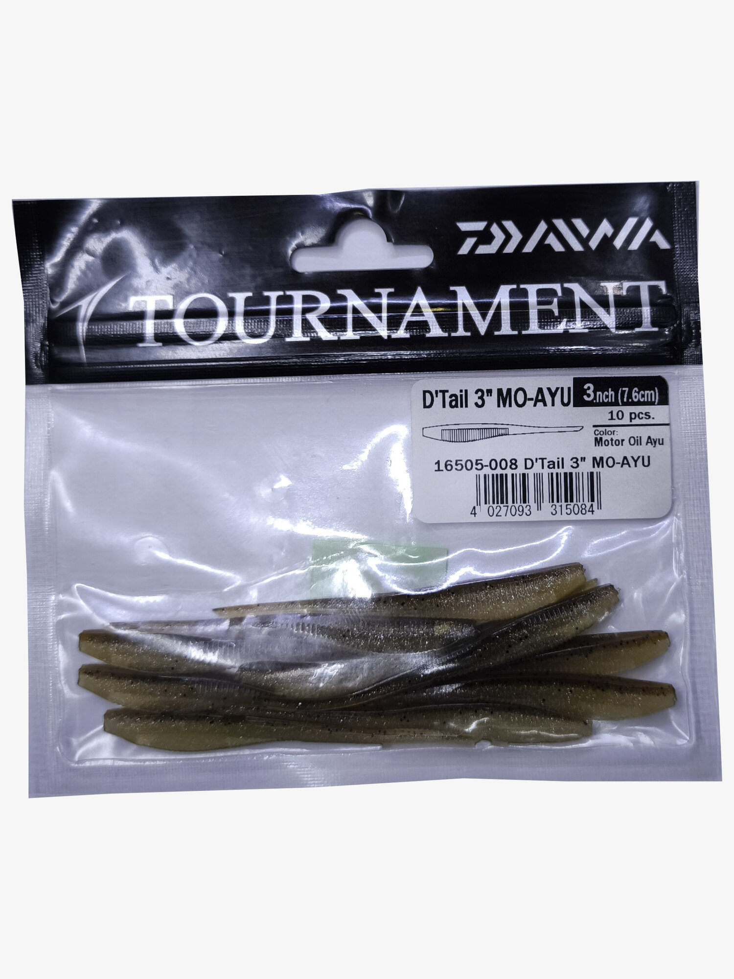 Резина Съедобная Daiwa Tournament Dandapos; Tail 3 Mo-Ayu, 76 мм, 10 шт