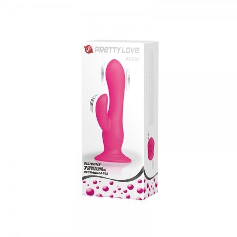 ALVIN вибромассажер с клиторальным стимулятором на присоске, розовый