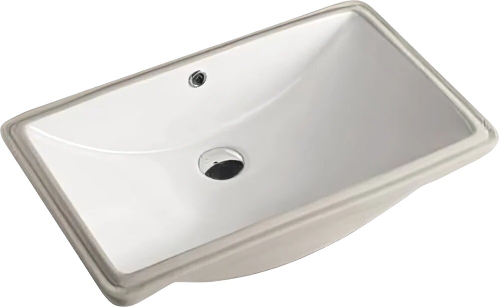 Раковина встраиваемая снизу SantiLine SL-3006 60 60 см, без отверстия под смеситель, фаянсовая, раковина для ванной, белая, прямоугольная, со сливом-переливом