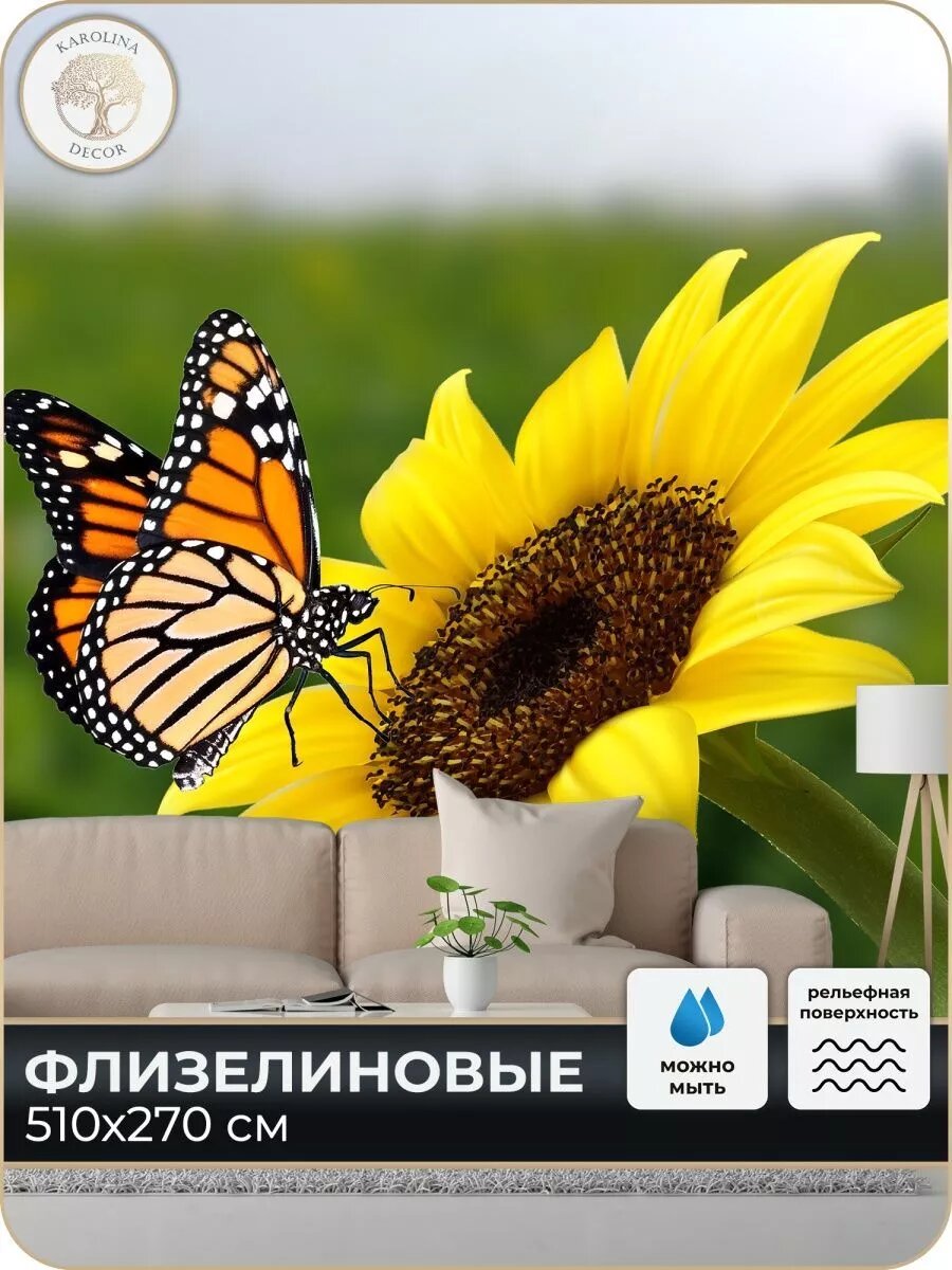 Фотообои Подсолнух в детскую в спальню на кухню 500х270