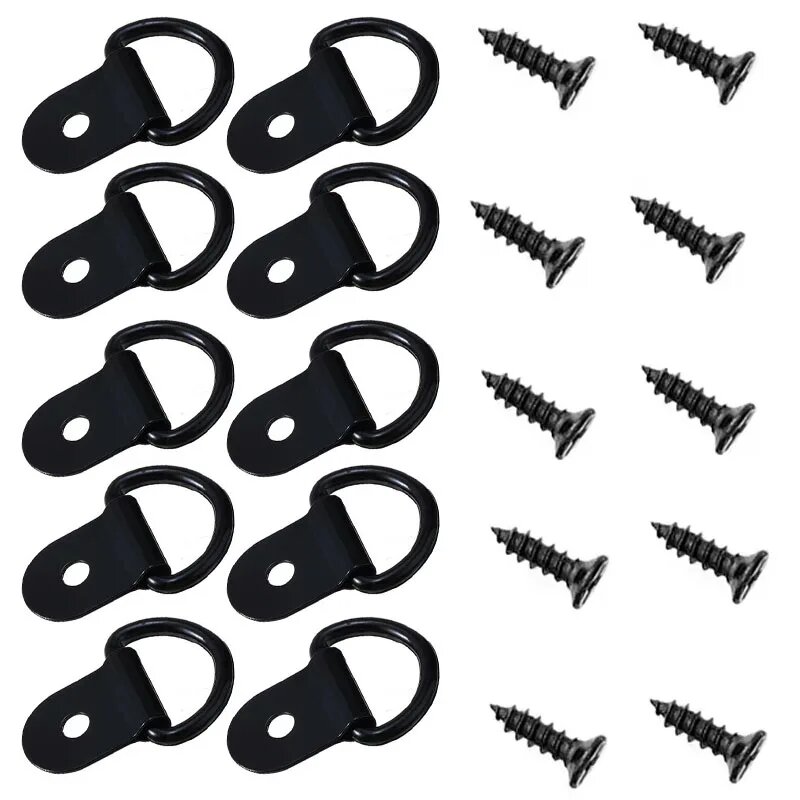 10/1 шт. D-образные кольца, анкерные кольца, тянущий крюк, крепежное кольцо из нержавеющей стали, подходит для автомобиля, лодки, грузового прицепа, транспортных средств RV Van B-black-10pcs