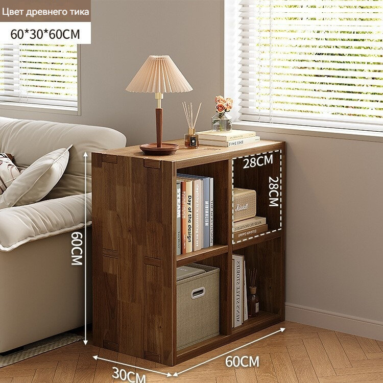 Шкаф для хранения, из массива дерева, 4 отсека, коричневый, 60×30×60 см