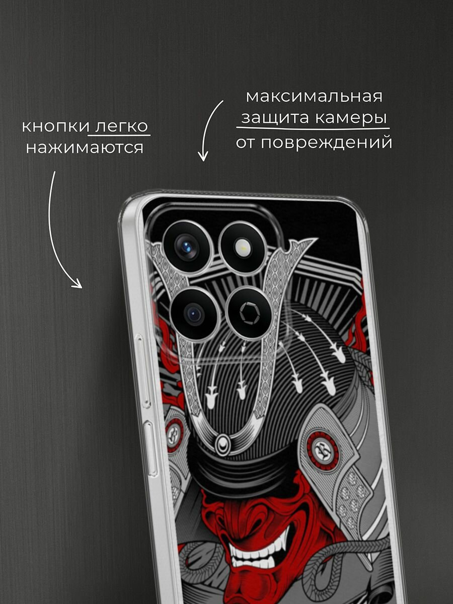Чехол на Honor X7c / Хонор X7c с принтом "Красная маска самурая" — фото 1