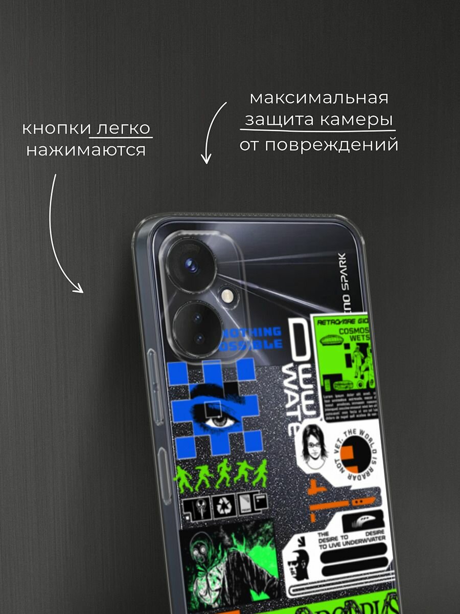 Чехол на Tecno Spark 9 Pro / Техно Спарк 9 Про с принтом "Nothing impossible", прозрачный — фото 1