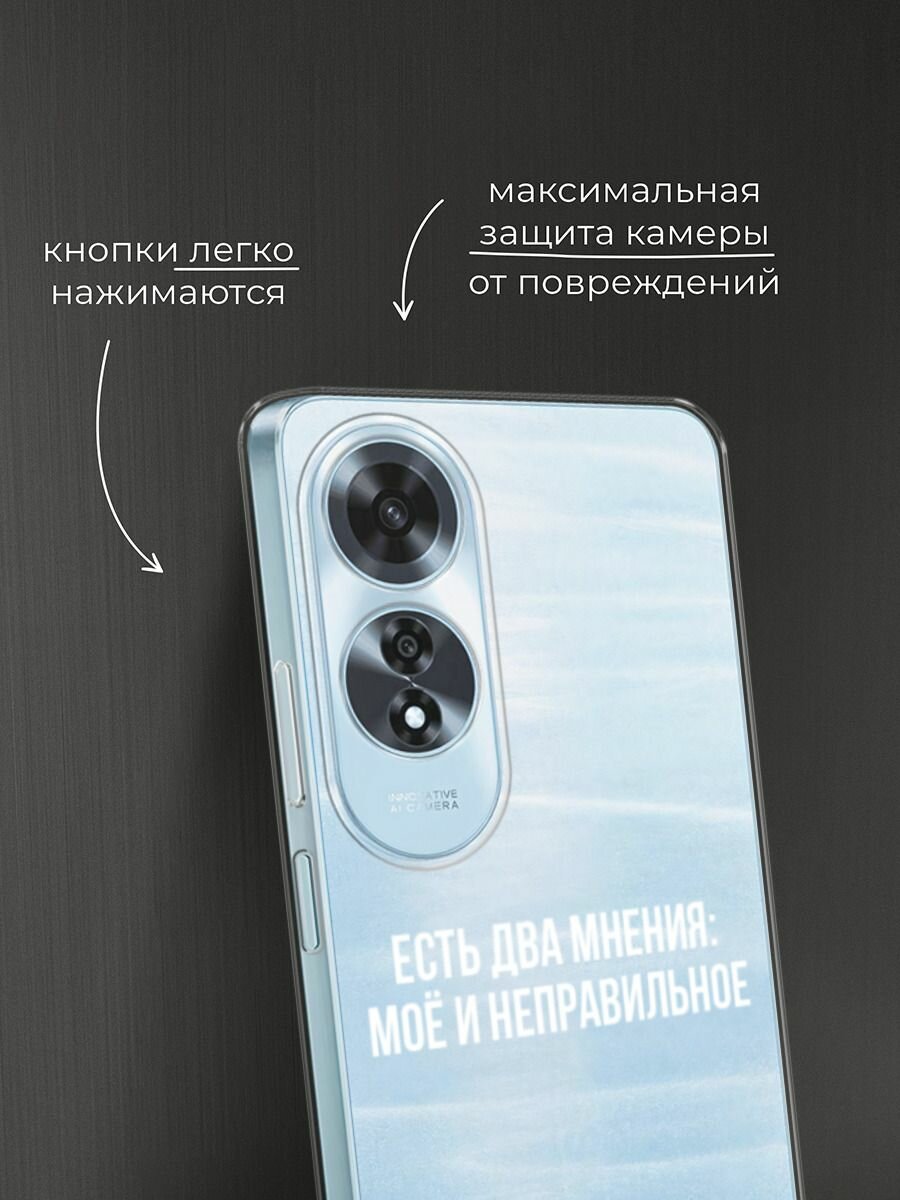 Чехол на Oppo A60 / Оппо А60 с принтом "Два мнения", прозрачный — фото 1