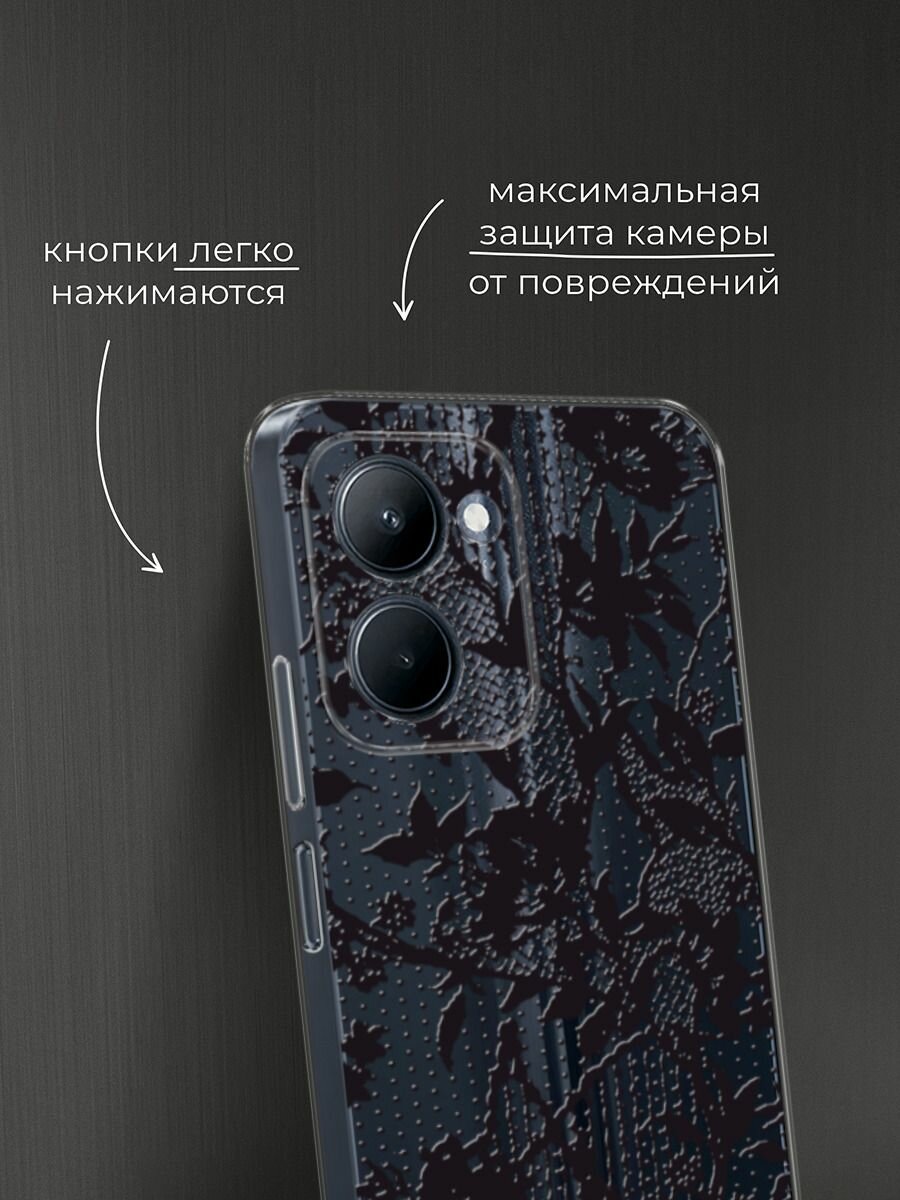Чехол на Realme C33 / Реалми С33 с принтом "Черная сетка" — фото 1