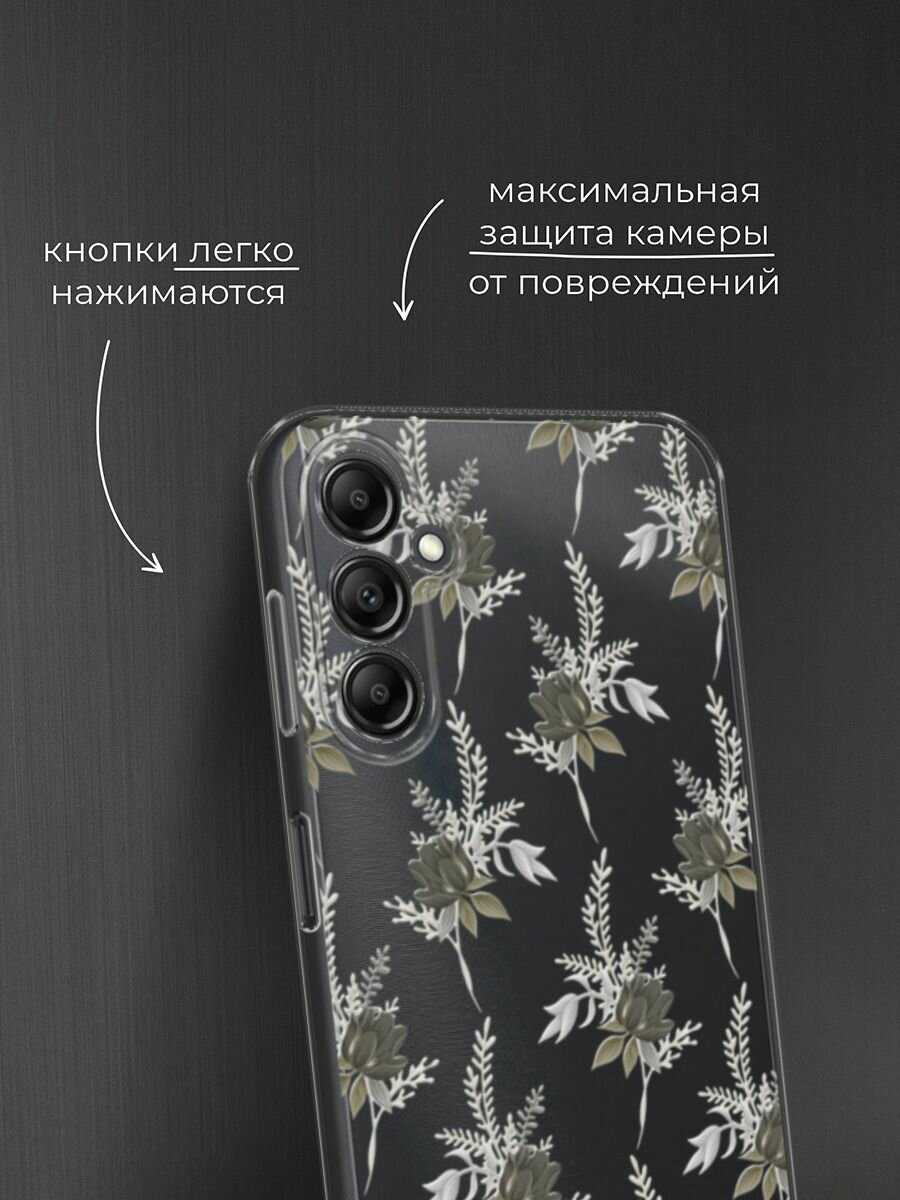 Чехол на Samsung Galaxy A15 / Самсунг А15 с принтом "Паттерн цветы сепия" — фото 1