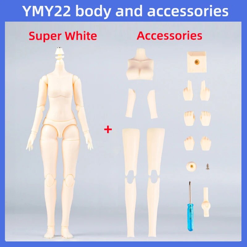 YMY Шарнирное тело для кукол 1/6 Голубой, YMY22 Super White