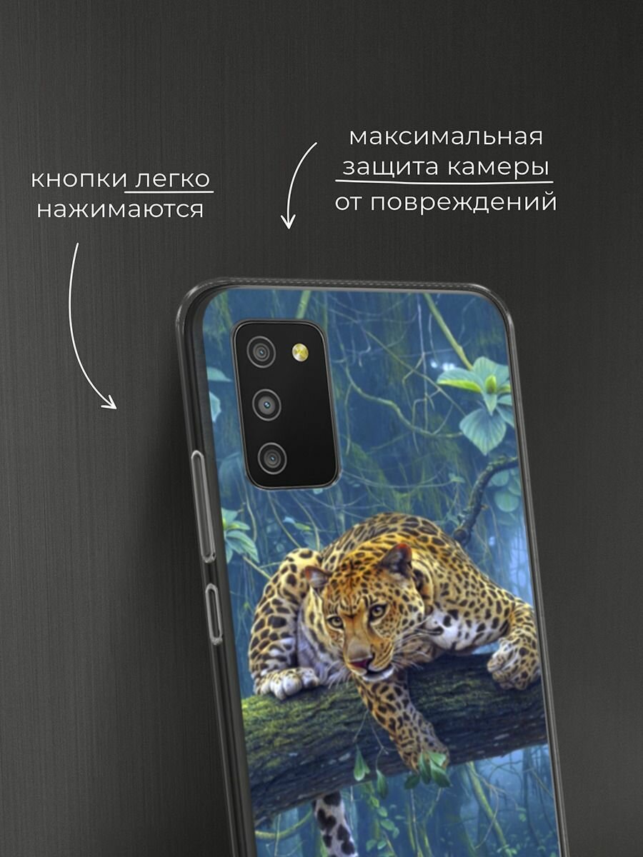 Чехол на Samsung Galaxy A02s / Самсунг Галакси A02s с принтом "Леопард охотник" — фото 1